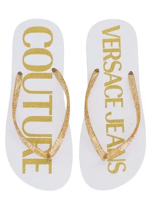 Versace Flip Flops With Logo Detailing