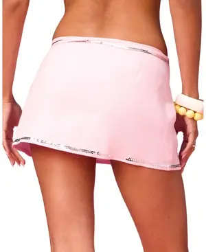 EDIKTED Barbie Linen Look Wrap Mini Skirt
