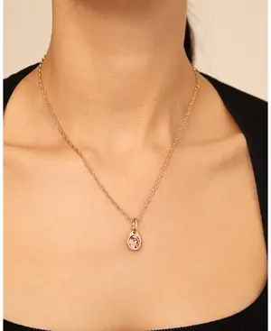UNODE50 Plated Charm With Pink Crystal