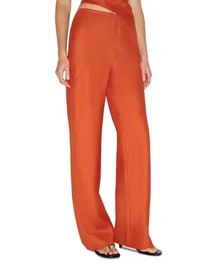 REFORMATION Gale Linen Mid Rise Pants Chili Mango