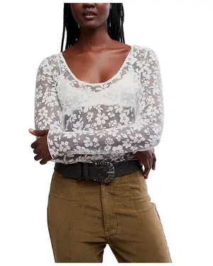 Free People Early Sunsets Layering Lace Top - Ivory