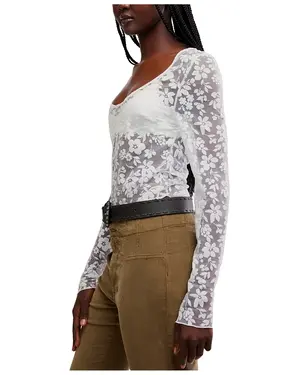 Free People Early Sunsets Layering Lace Top - Ivory