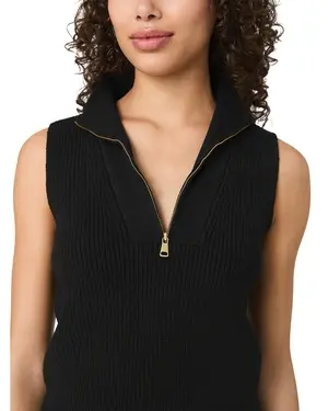 French Connection Marley Knit Half Zip Vest - Black