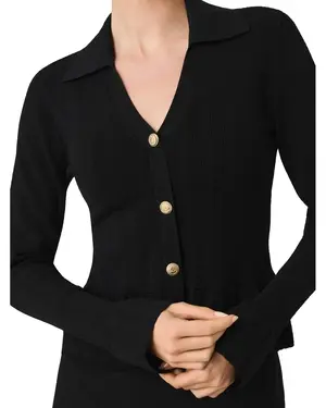 French Connection Crinkle Knit Pointelle Top