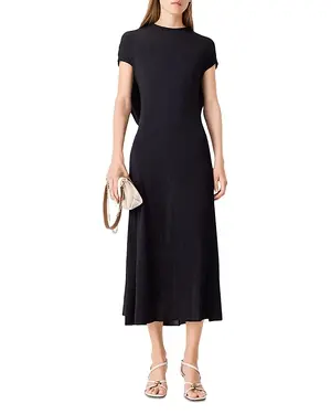 Maje Cowl Back Midi Dress - Black
