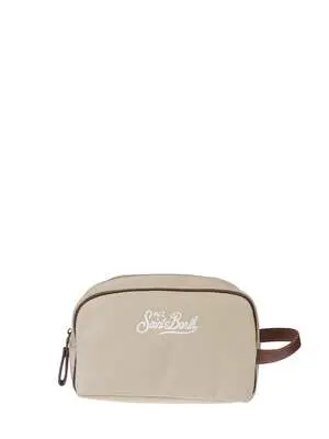 MC2 SAINT BARTH Nylon Pouch With Logo Detail - Beige