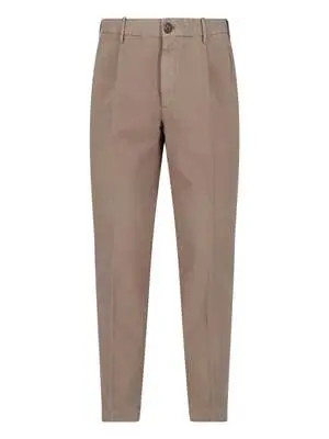Incotex INCOTEX Stretch Cotton Tailored Trousers Taupe