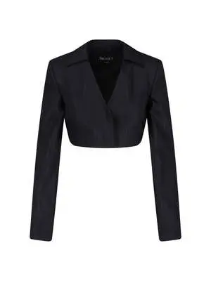DONDUP Virgin Wool & Viscose Cropped Jacket - Black
