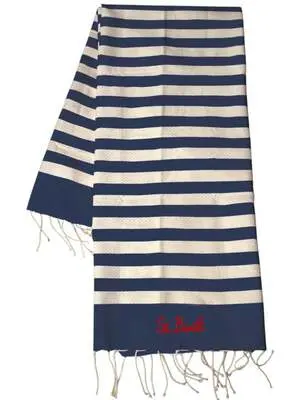 MC2 SAINT BARTH Striped Fringed Scarf - Navy