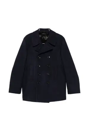 TOM FORD Wool Overcoat With Cupro-sleeve Lining - Navy