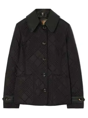 Burberry Quilted Lightweight Nylon Button-down Jacket With Detachable Leather Collar