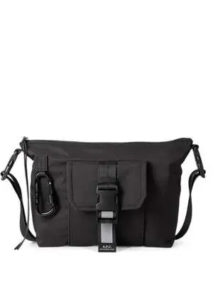 A.p.c. Mini Nylon Crossbody Bag With Rope Zip Pull And Snap Hook Clasp - Nero