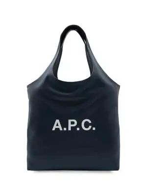 A.p.c. Tote Bag With Logo Print - Blu