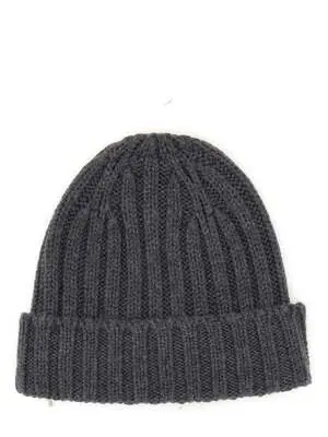 Aspesi Virgin Wool Ribbed Beanie Hat - Grey