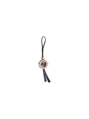 ANYA HINDMARCH Embroidered Bag Charm With Wrist Strap And Tassel - Silver