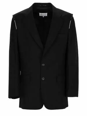 MAISON MARGIELA 100% Virgin Wool Notch Lapel Jacket - Black