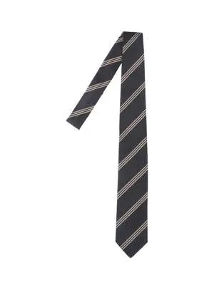 LARDINI 100% Silk Striped Neck Tie - Black