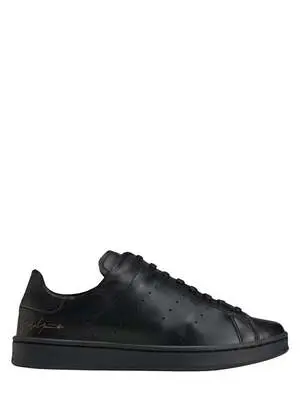 Y3 100% Leather Lace-up Sneakers - Black