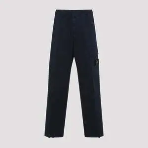 Stone Island Regular Straight-leg Cotton Trousers With Stretch - Blue
