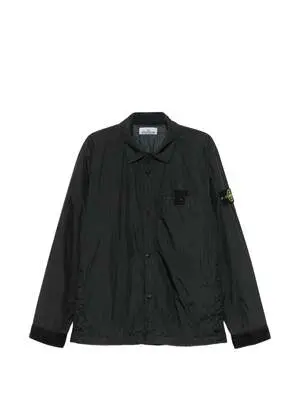 Stone Island Patch Chest Pocket With Snap-fastening Tape Strap Mini Utility Jacket With Concealed Snap Hand Pockets - Nero