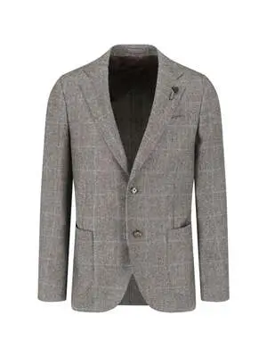 LARDINI 100% Wool Plaid Notch Lapel Blazer - Multicolor