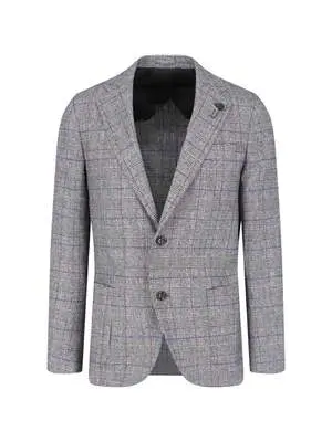 LARDINI Checked Wool-blend Silk & Elastane Jacket - Multicolor