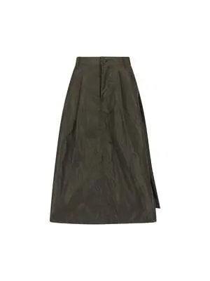 Aspesi Polished Polyester Midi Skirt - Green