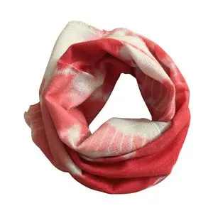 HERITAGEMODA White / Red Gi Certified Handmade Cashmere Square Scarf – Red & White Tie-dye Luxury Wrap - White/red