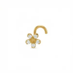 Zahav Jewelry 14k Solid 20g Flower Cz Nose Stud - Gold