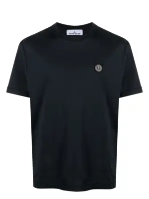 Stone Island Logo Cotton T-shirt - Blue
