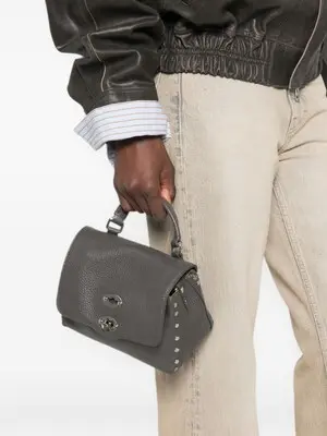 ZANELLATO Postina Daily Baby Leather Handbag With Turn Lock Closure - Grey