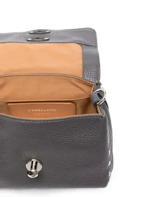 ZANELLATO Postina Daily Baby Leather Handbag With Turn Lock Closure - Grey