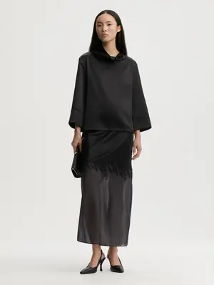 BY MALENE BIRGER Vica Voluminous Turtleneck Blouse - Black