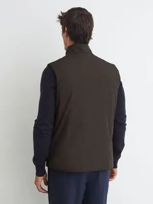 REISS Axel Technical Padded Zip-through Gilet - Dark Brown