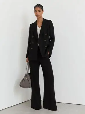 REISS Lauryn Petite Wool-blend Twill Double-breasted Blazer - Black