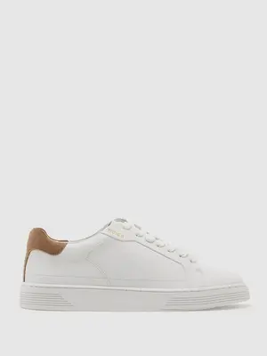 REISS Jessie Low-top Leather Trainers With Suede Trim