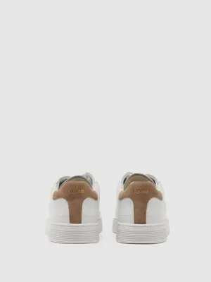 REISS Jessie Low-top Leather Trainers With Suede Trim