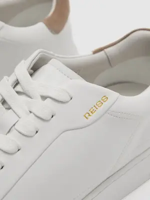 REISS Jessie Low-top Leather Trainers With Suede Trim