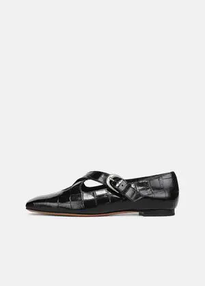 Vince Cici Croc-embossed Leather Flat