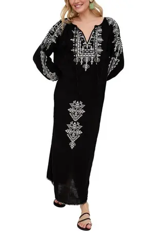 RAFFYA Aurelia Embroidered Kaftan Maxi Dress