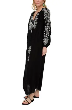 RAFFYA Aurelia Embroidered Kaftan Maxi Dress