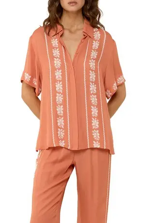 PALM NOOSA Rory Printed Silk-blend Shirt - Soleil Fleur