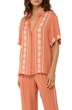 PALM NOOSA Rory Printed Silk-blend Shirt - Soleil Fleur