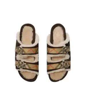 Burberry Check Shearling Urchin Sandals