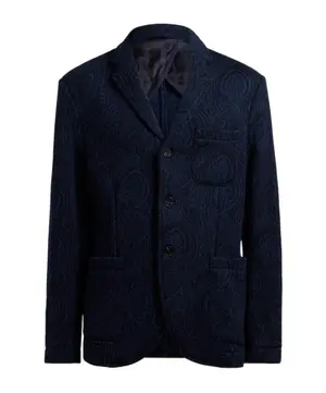 Etro Single-breasted Wool-blend Jacquard Jacket With Arnica-motif - Black