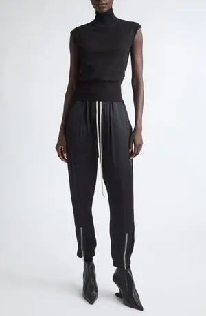 Rick Owens Cap Sleeve Wool Turtleneck Sweater