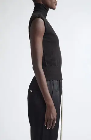 Rick Owens Cap Sleeve Wool Turtleneck Sweater