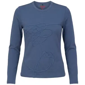 24/7 Applique Flatlock Stitch Long Sleeve Tee Chambray