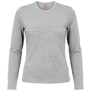 24/7 Applique Flatlock Stitch Long Sleeve Tee Medium Grey Mix