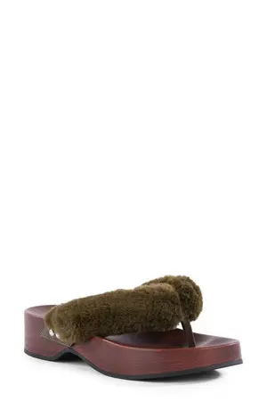 Seychelles Ocean Ave Faux Fur Flip Flop - Olive